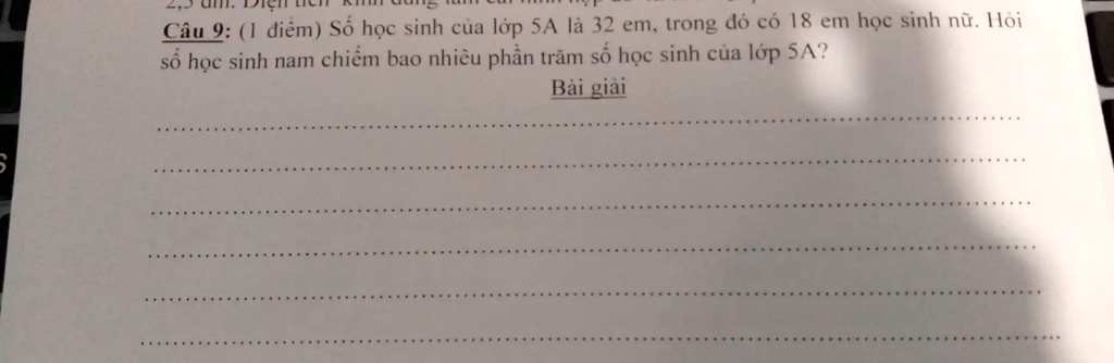 Solved Câu 9 1 Ä‘iáƒm Sá‘ Há C Sinh Cá§a Lá›p Sa Là 32 Em