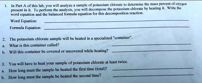SOLVED: In Part A of this lab, you will analyze a sample of potassium ...