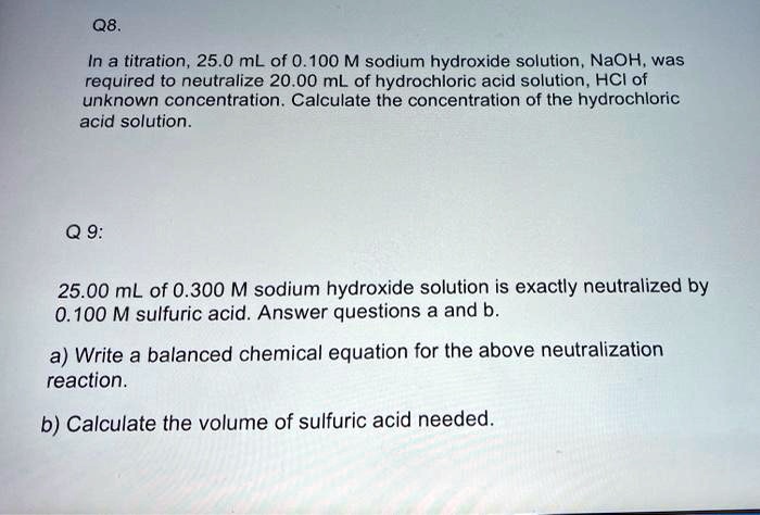80 in a titration 250 ml of 0100 m sodium hydroxide solution naoh was required to neutralize ...