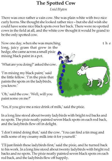 SOLVED: Why does the cow thought of having spots on its back? Write ...