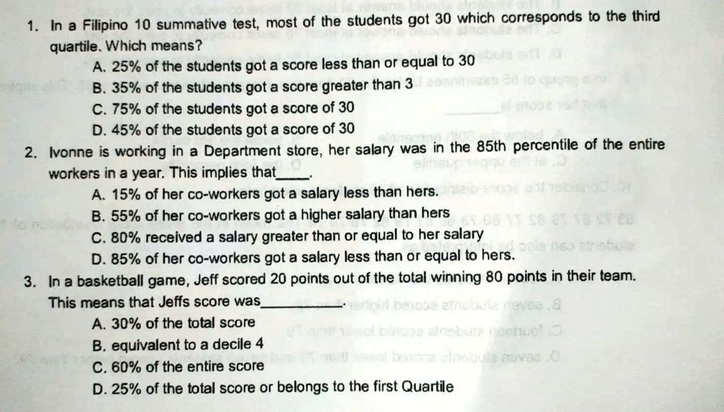 in filipino 10 summative test most of the students got 30 which ...