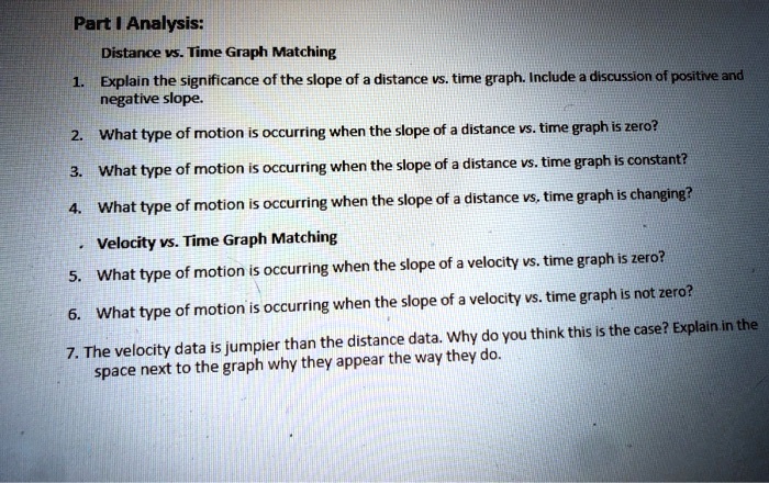 SOLVED: Part Analysis: Distance vs- Time Graph Matching Explain the ...