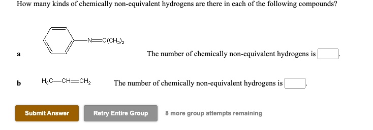SOLVED: How many kinds of chemically non-equivalent hydrogens are there ...