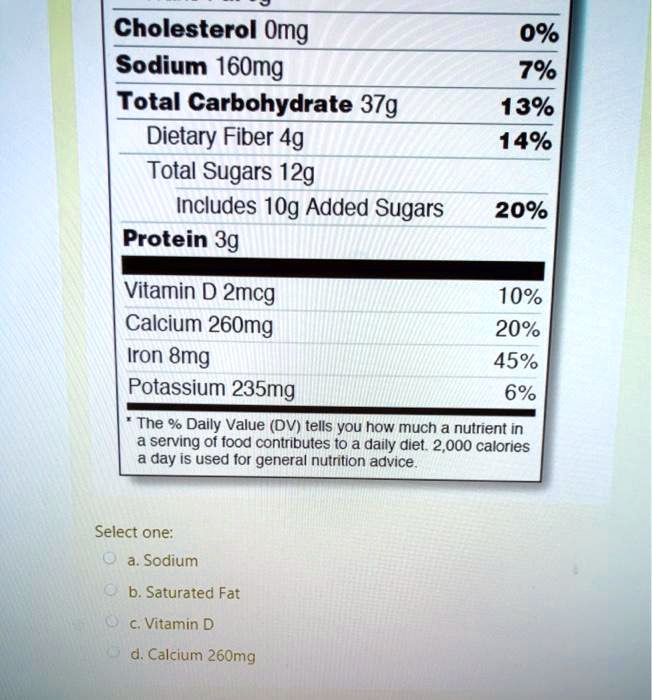 cholesterol omg 0 sodium 160mg 7 total carbohydrate 37g9 13 dietary ...