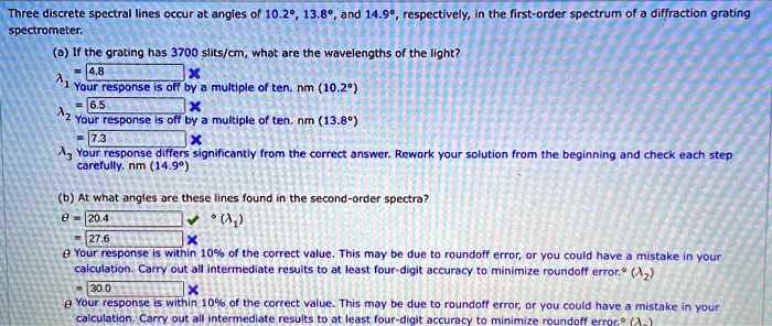 Solved Texts Three Discrete Spectral Lines Occur At Angles Of 10 2° 13° And 14 9