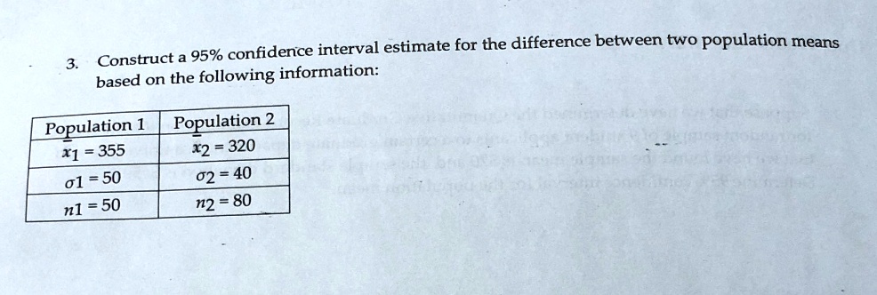 SOLVED: confidence interval estimate for the difference between two ...