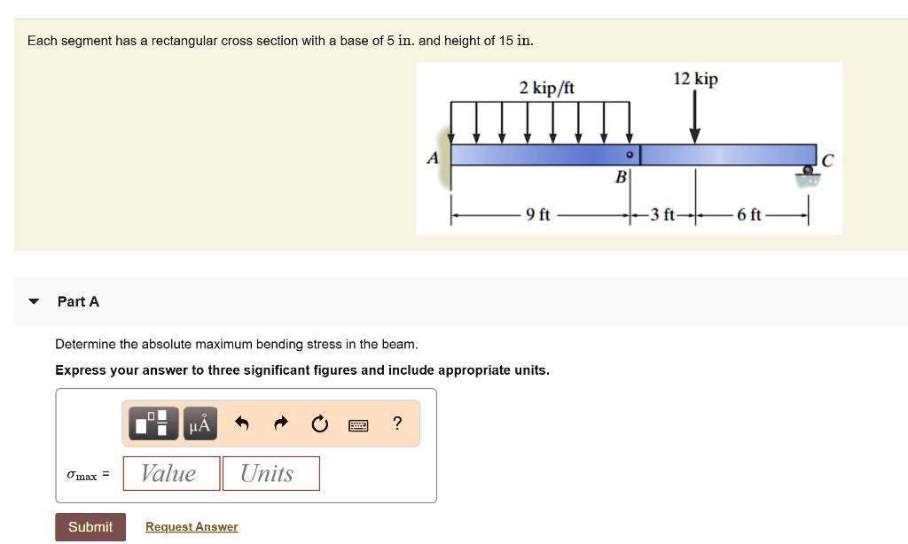 Each segment has a rectangular cross section with a base of 5 in. and ...