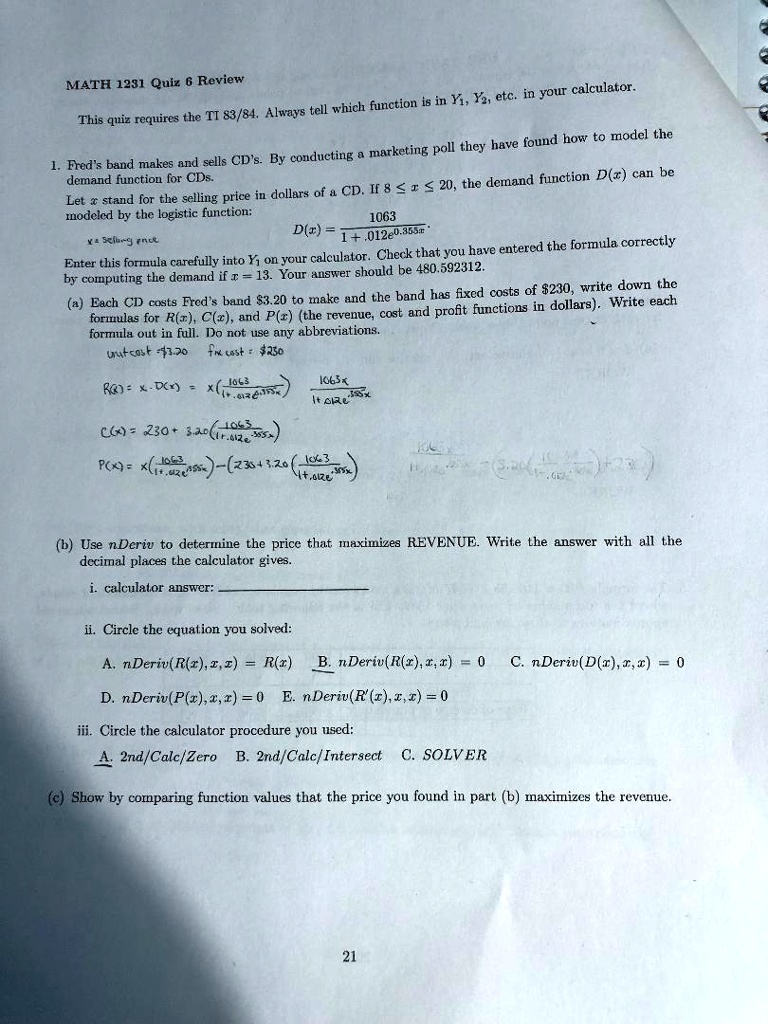 SOLVED:MATH 1331 Quiz Review YOuI calculator. is in Yi; Ya etc; in TT ...