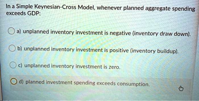 In a Simple Keynesian-Cross Model, whenever planned aggregate spending ...
