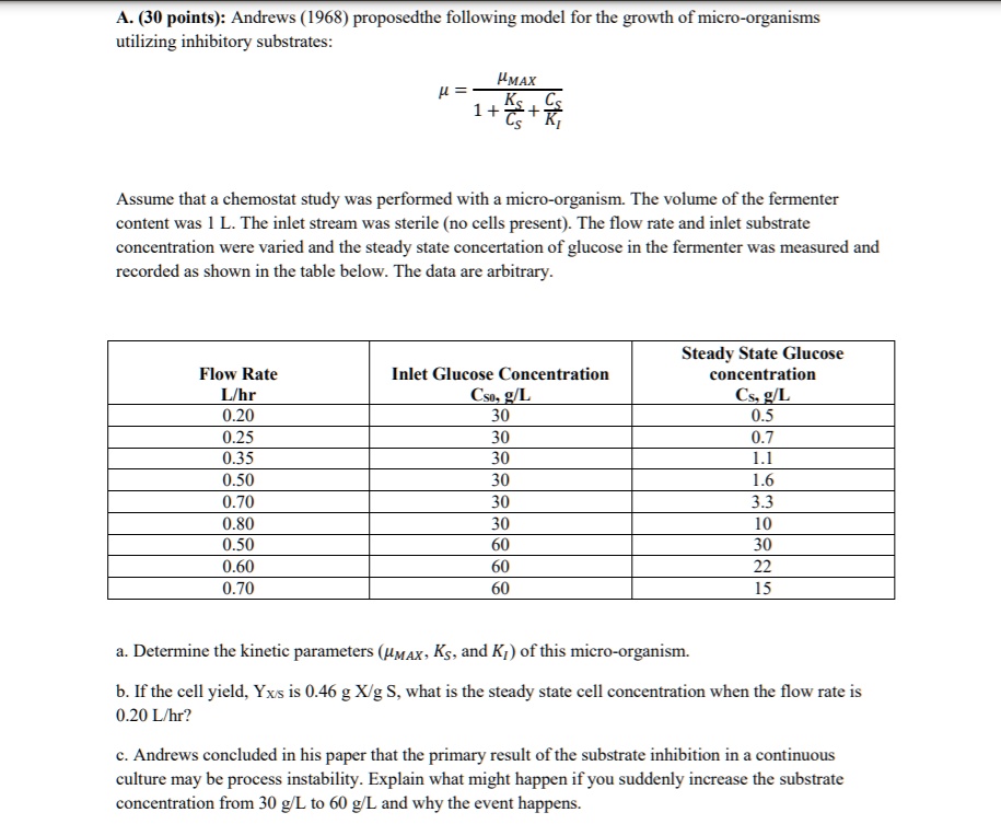 a 30 points andrews 1968 proposedthe following model for the growth of ...