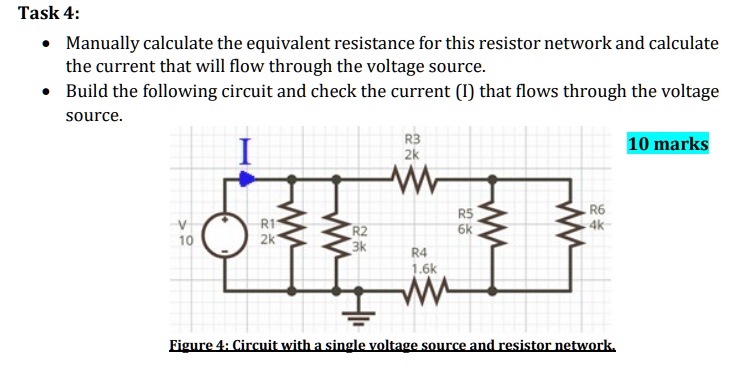 SOLVED: Task 4: Manually calculate the equivalent resistance for this ...