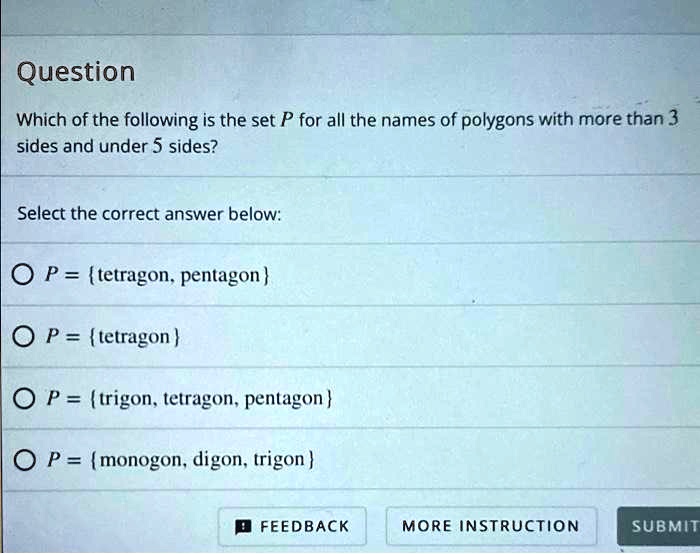 Question Which of the following is the set P for all the names of ...