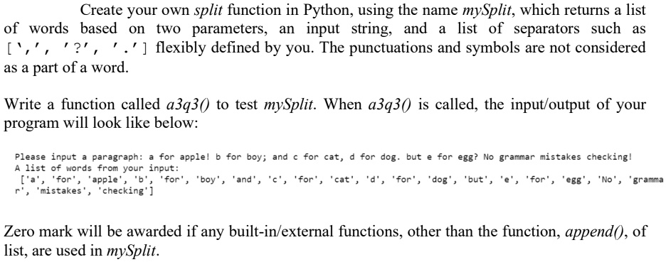 Solved The List Of Separators Create Your Own Split Function In 5611