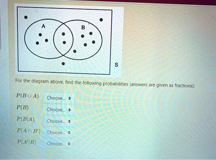 SOLVED: For the diagram above; find the following probabilities ...