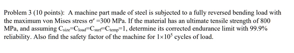 SOLVED: Problem 3 (10 points): A machine part made of steel is ...