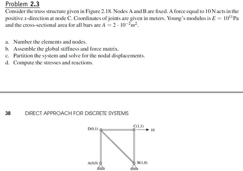 problem 23 consider the truss structure given in figure 218nodes a and b are fixeda force equal ...