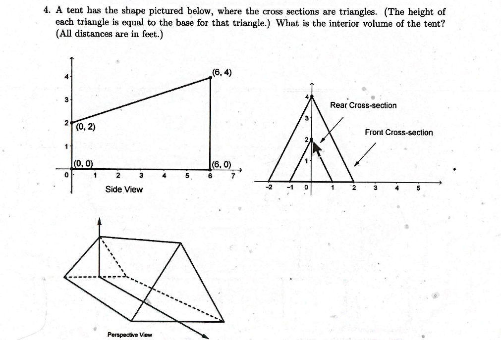 4 a tent has the shape pictured below where the cross sections are ...