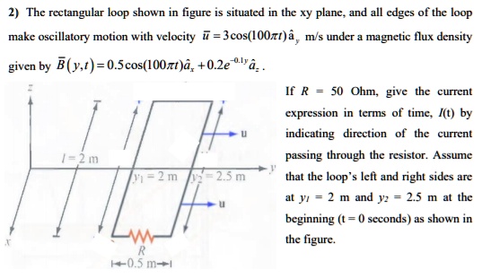 Solved 2 The Rectangular Loop Shown In Figure Is Situated In The Xy Plane And All Edges Of 