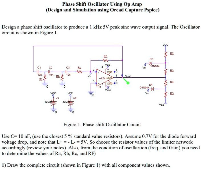 Phase Shift Oscillator Using Op Amp (Design and Simulation using Orcad Capture Pspice) Design a ...