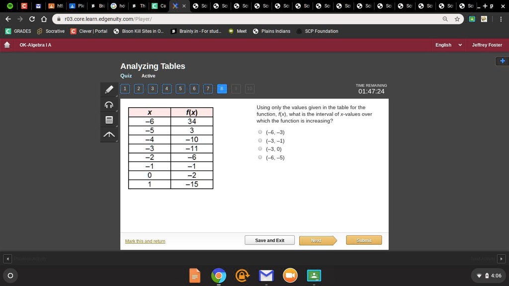 [GET ANSWER] Analyzing Tables Quiz Active TIME REMAINING 01:47:24 Using ...