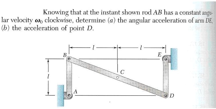 SOLVED: Knowing that at the instant shown, rod AB has a constant angular velocity Ï‰ clockwise ...