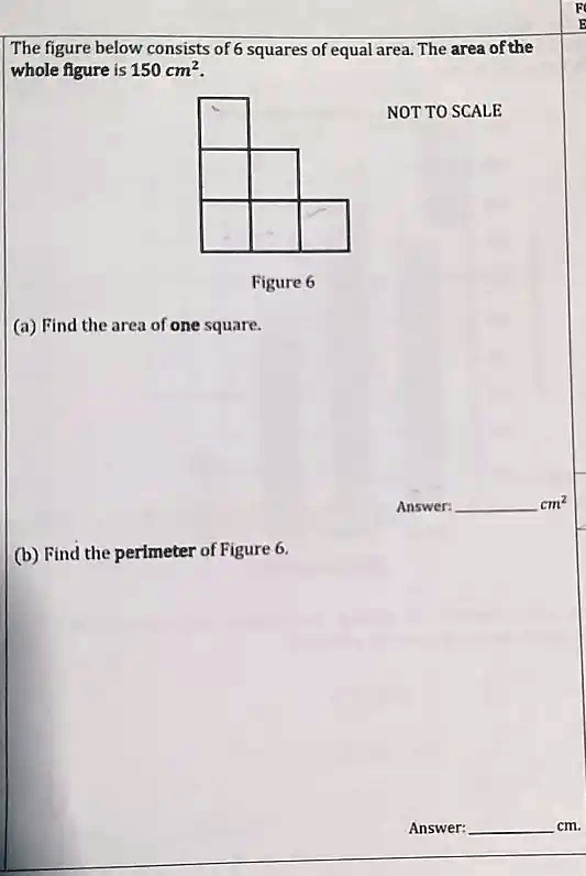 The figure below consists of 6 squares of equal area. The area of the ...