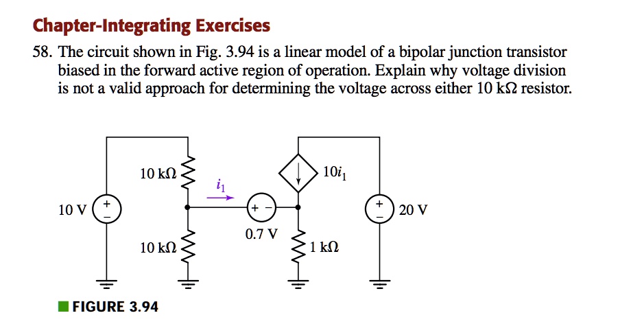 SOLVED: Chapter-Integrating Exercises 58. The circuit shown in Fig. 3.94 is a linear model of a ...