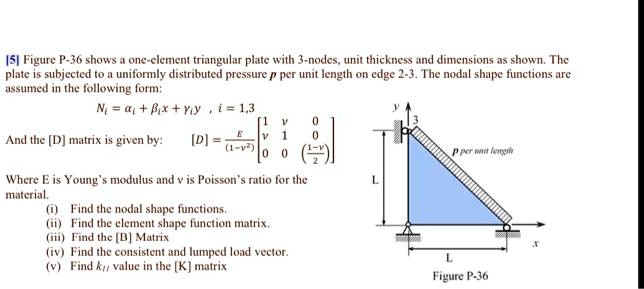 SOLVED: ISI Figure -36 shows a one-element triangular plate with 3 ...
