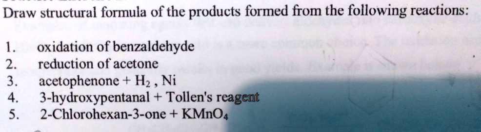 SOLVED: Draw structural formulas of the products formed from the ...