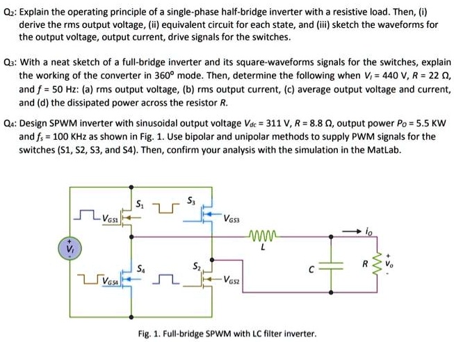 SOLVED: Explain the operating principle of a single-phase half-bridge inverter with a resistive ...