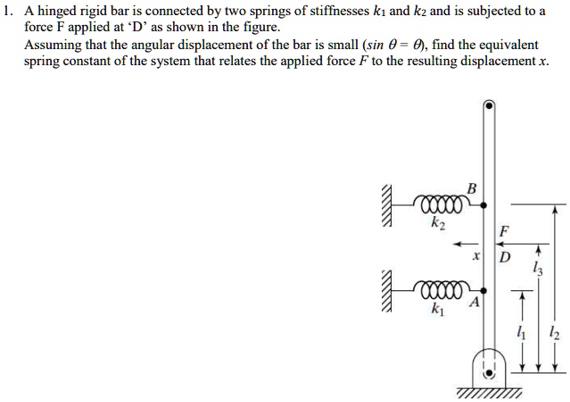 SOLVED: 1. A hinged rigid bar is connected by two springs of ...