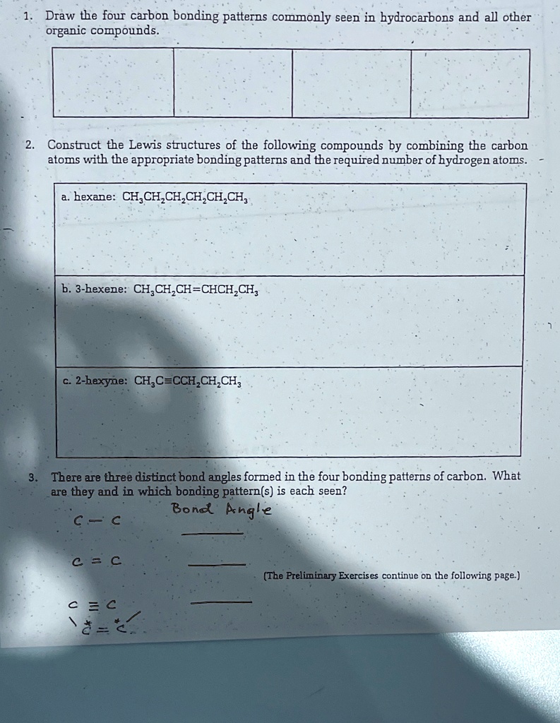 SOLVED: Draw the four carbon bonding patterns commonly seen in ...