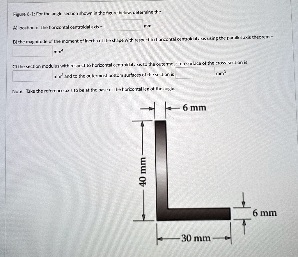 Figure 6-1: For the angle section shown in the figure below, determine ...