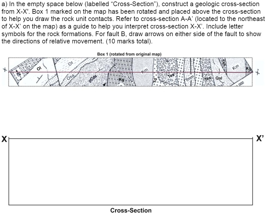 a) In the empty space below (labelled C̈ross-Section "), construct a ...