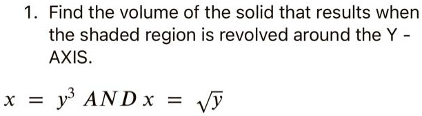 SOLVED: Find the volume of the solid that results when the shaded region is revolved around the ...