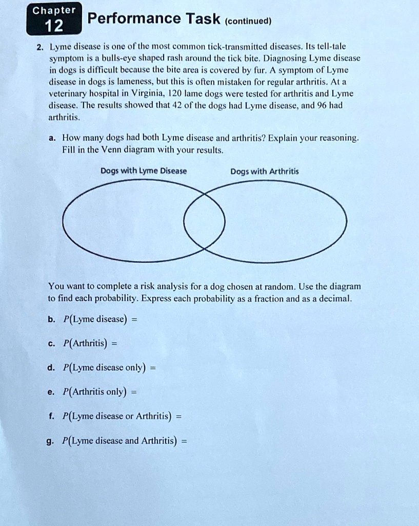 SOLVED: 'Can you help me with this page please Chapter Performance Task (continued) 12 Lyme ...