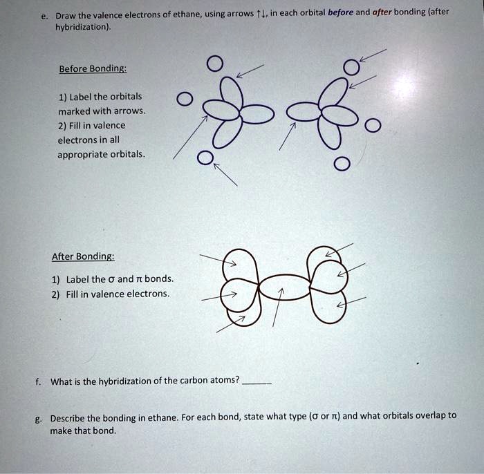 SOLVED:Draw the valence electrons of ethane; using arrows f!, in each ...