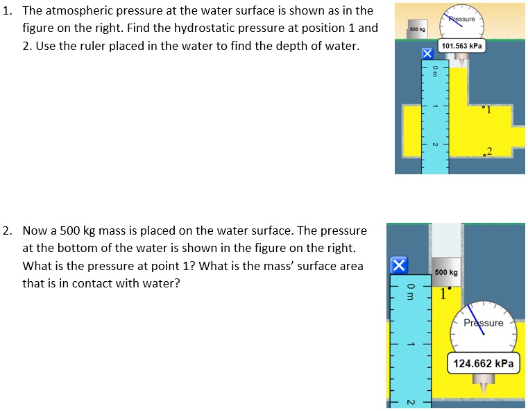 SOLVED: The atmospheric pressure at the water surface is shown as in ...