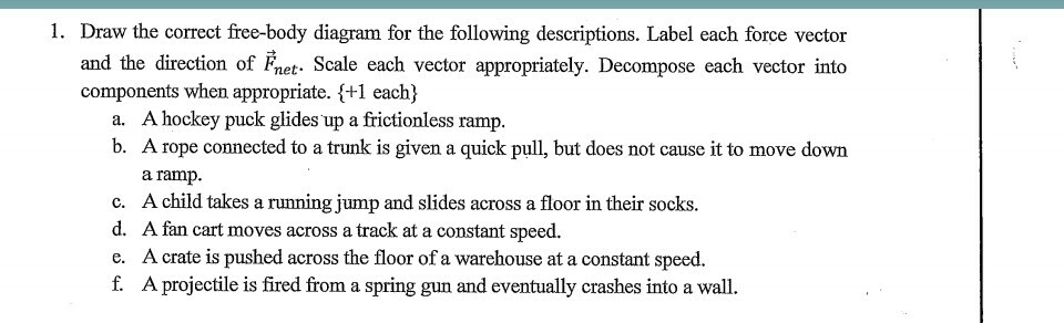 SOLVED: 1. Draw the correct free-body diagram for the following ...