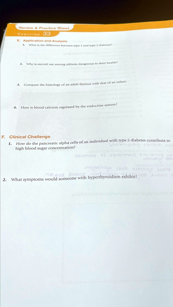 SOLVED: Review Practice Sheet Exercise 33 E. Application and Analysis ...