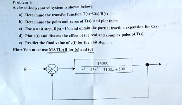 Problem 1: A closed-loop control system is shown below: a) Determine ...