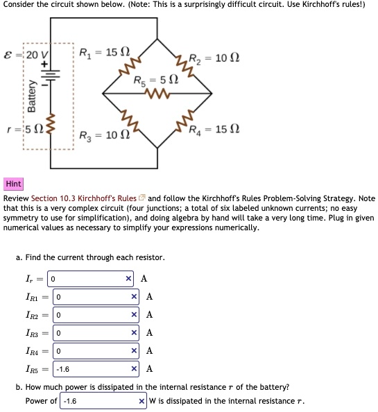 SOLVED: Consider the circuit shown belov'. (Note: This surprisingly difficult circuit: Use ...