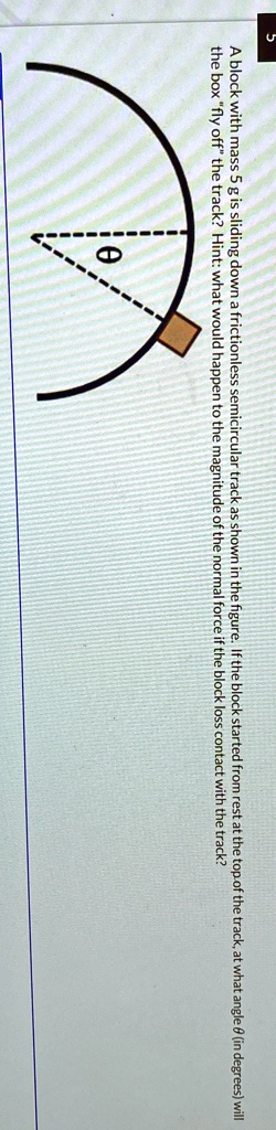 A block with mass 5 g is sliding down a frictionless semicircular track ...