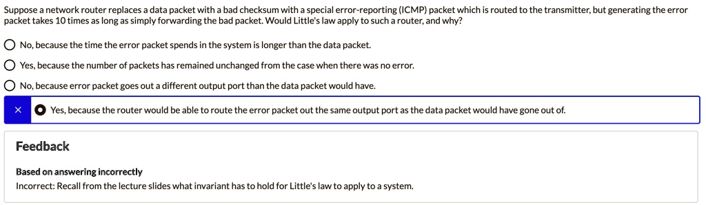 Solved Suppose Networkrouter Replaces Data Packet With Bad Checksum