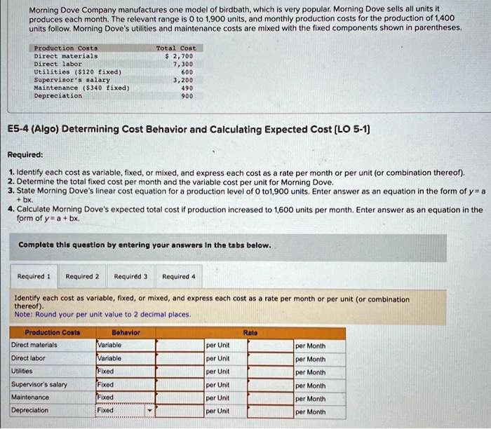 SOLVED: Texts: Morning Dove Company manufactures one model of birdbath, which is very popular ...