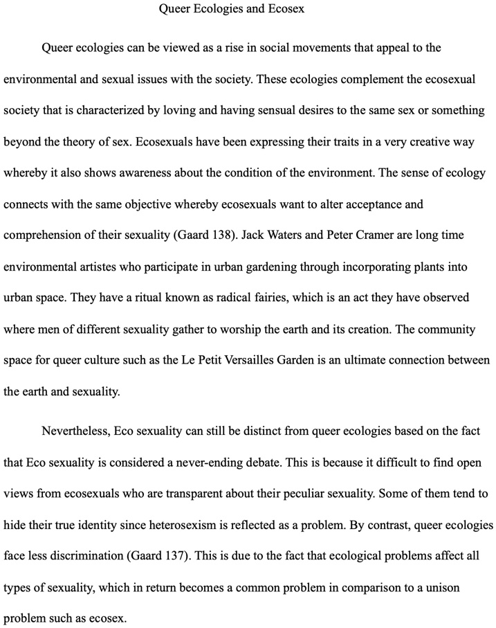 Can you explain how the text explains what it means? Queer Ecologies and Ecosex Queer ecologies ...