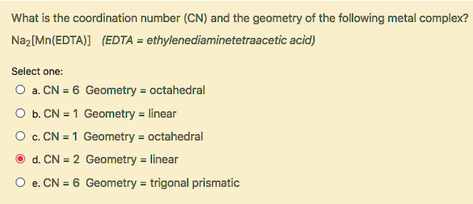 SOLVED: What is the coordination number (CN) and the geometry of the ...