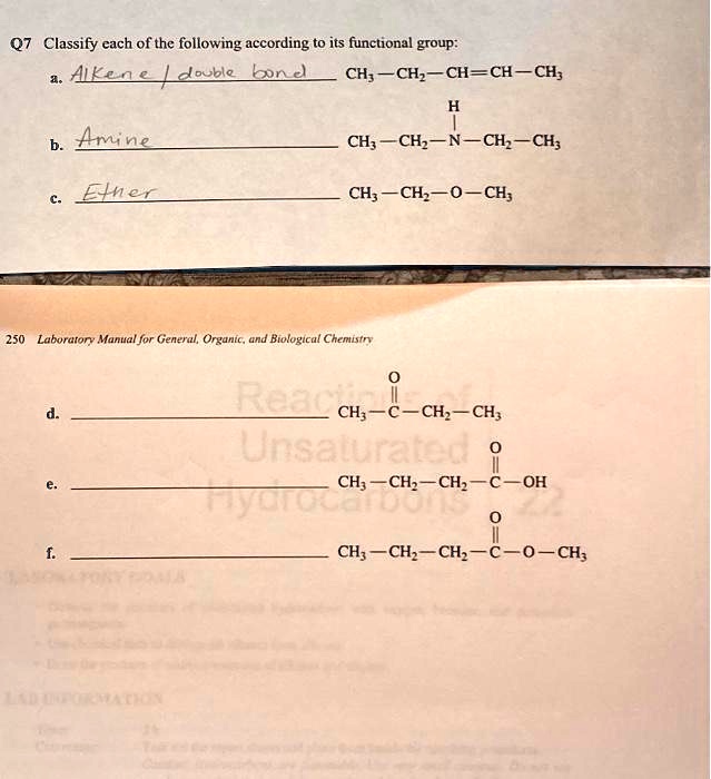 SOLVED: Q7 Classify each of the following according to its functional group: a. Alkene: CH=CH-CH ...