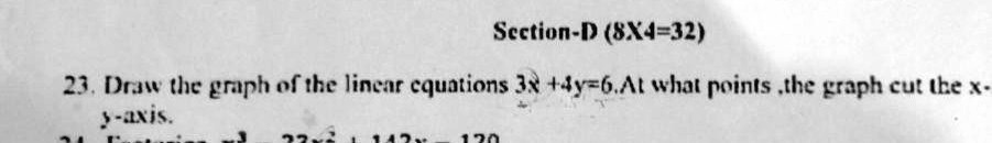 SOLVED: 'draw the graph of the linear equation 3 x + 4 y = 6 at what ...