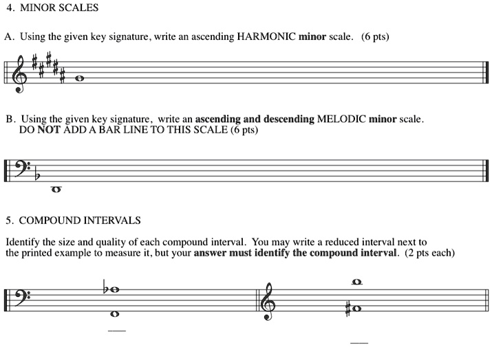 SOLVED: ' MINOR SCALES Using the given key signature write an ascending ...